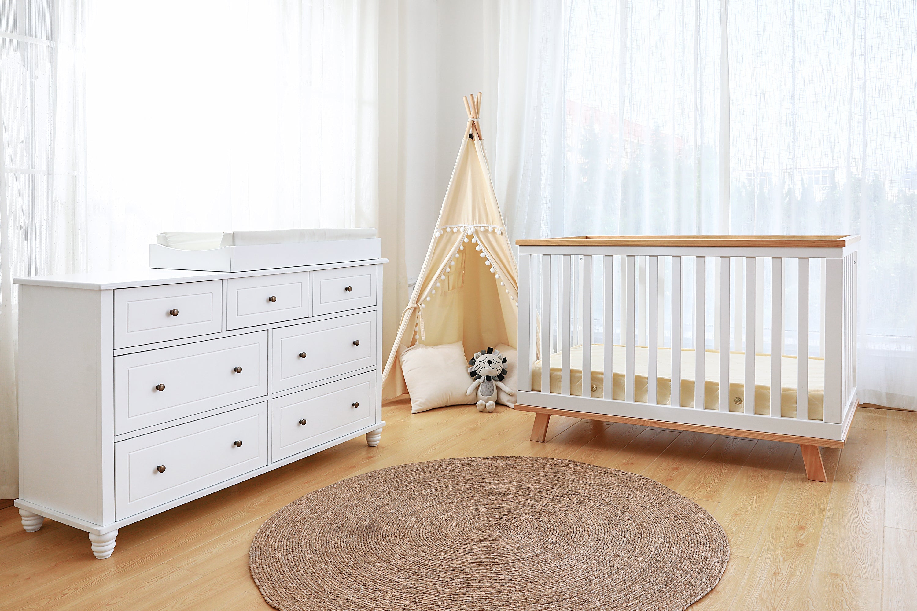 Complete Nursery Package – Mia Cot + 7-Drawer Change Table – JOY BABY